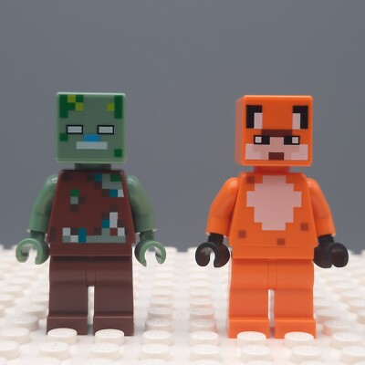 LEGO Minifigures Minecraft: Drowned Zombie min088 And Fox Skin min110 ...