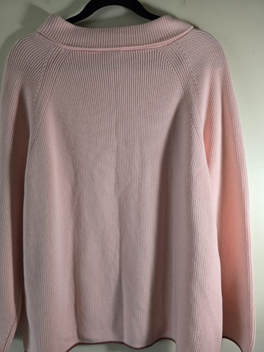 100% Pima Cotton XL Petite Talbots Pink Pullover Sweater NWT Fold Down ...