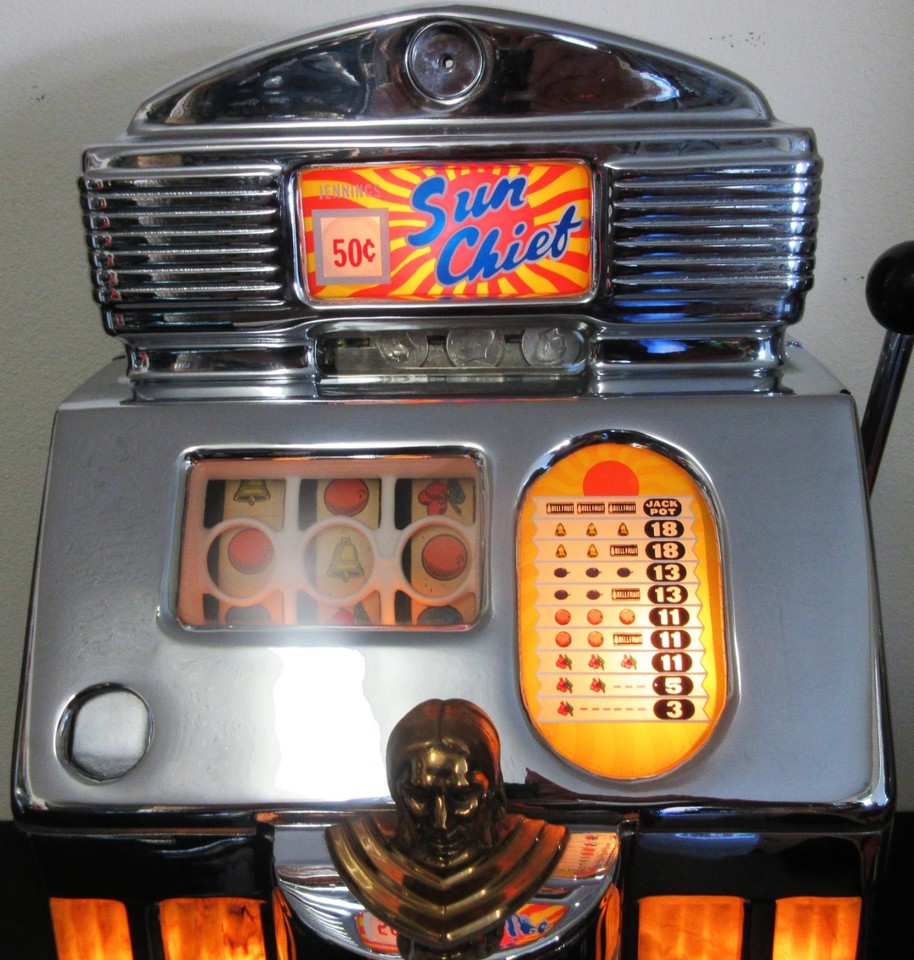 Jennings 50c Amber Lite Up Sun Chief Slot Machine Tic Tac Toe | eBay