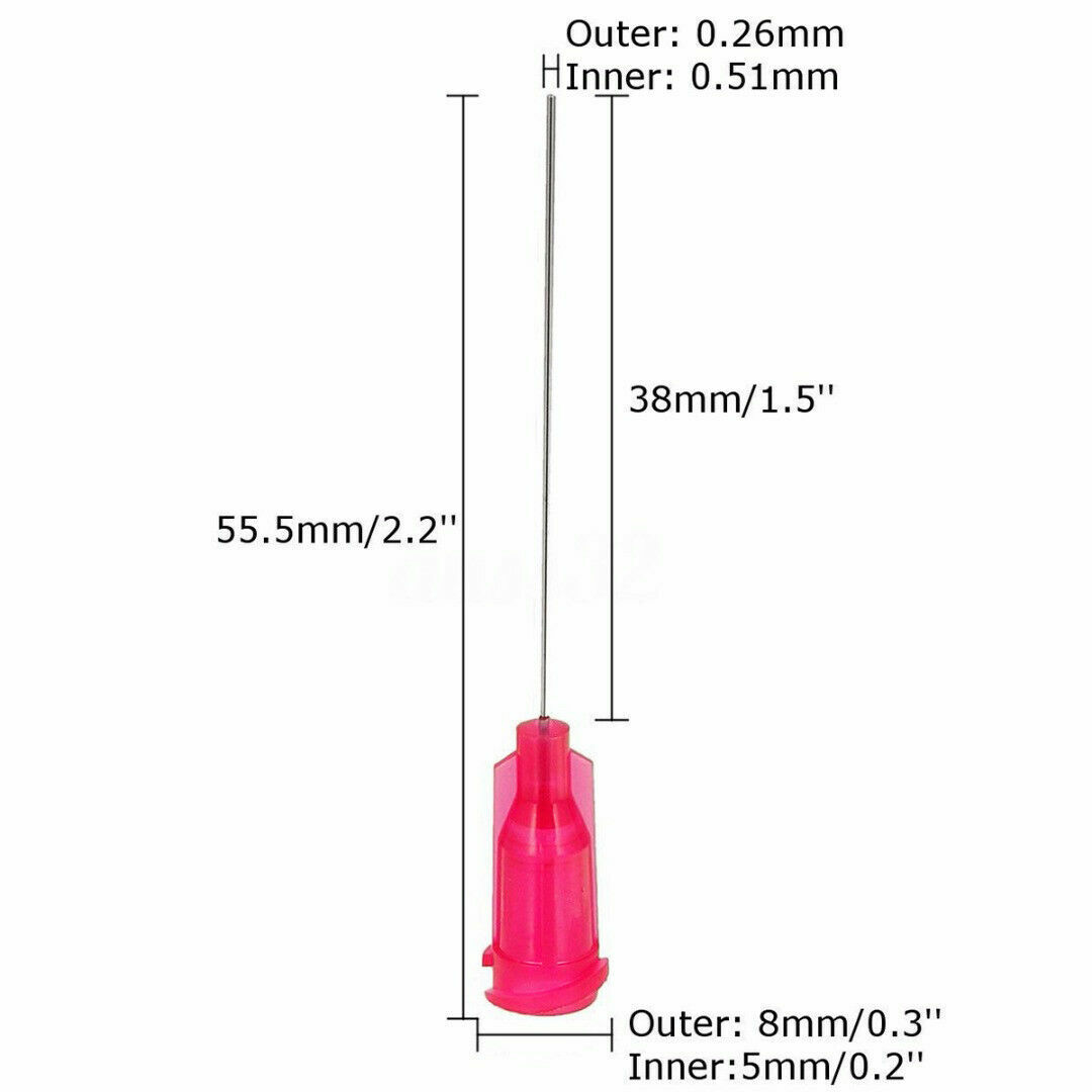 Industrial 10Pcs 25Ga Stainless Steel Blunt Dispensing Needle Syringe ...