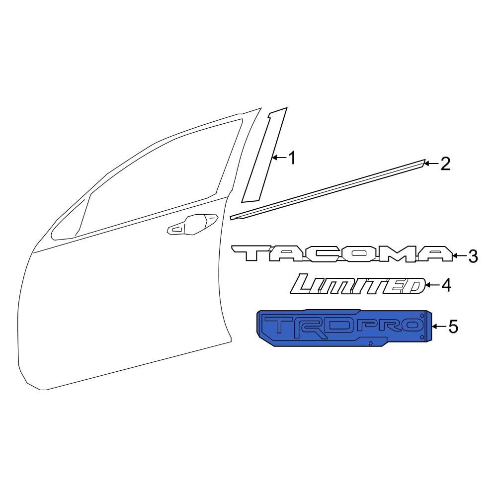 GENUINE TOYOTA TACOMA TRD PRO 17-23 FRONT RIGHT DOOR NAME PLATE OEM ...