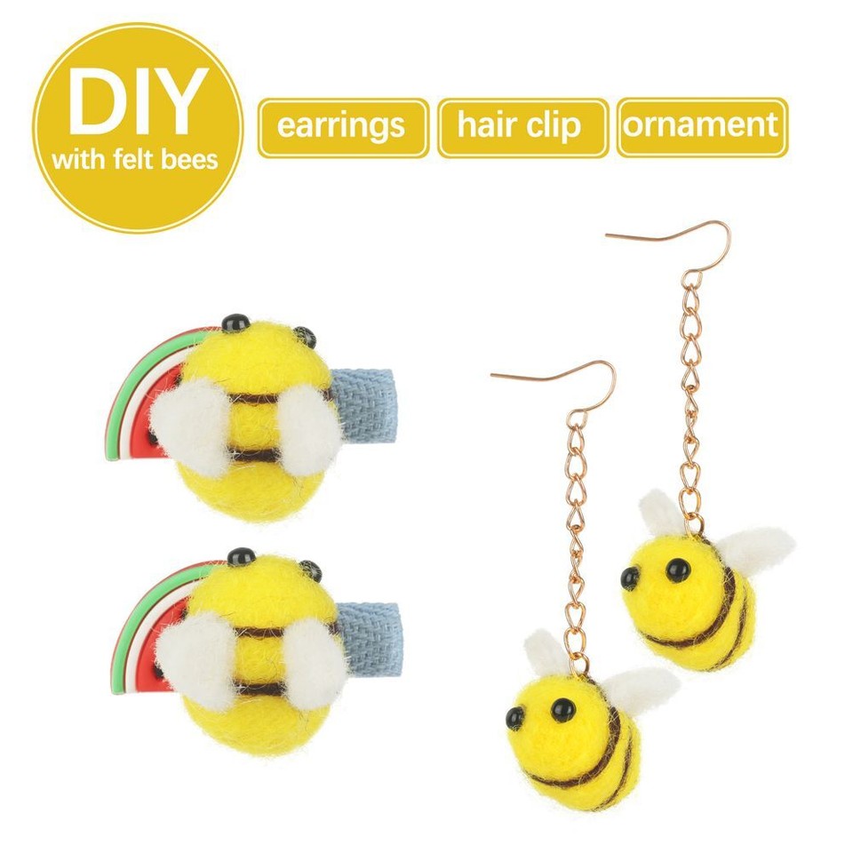 Favors Handmade Crafts DIY Gifts Wool Felt Honey Bee Pom Mini Craft ...