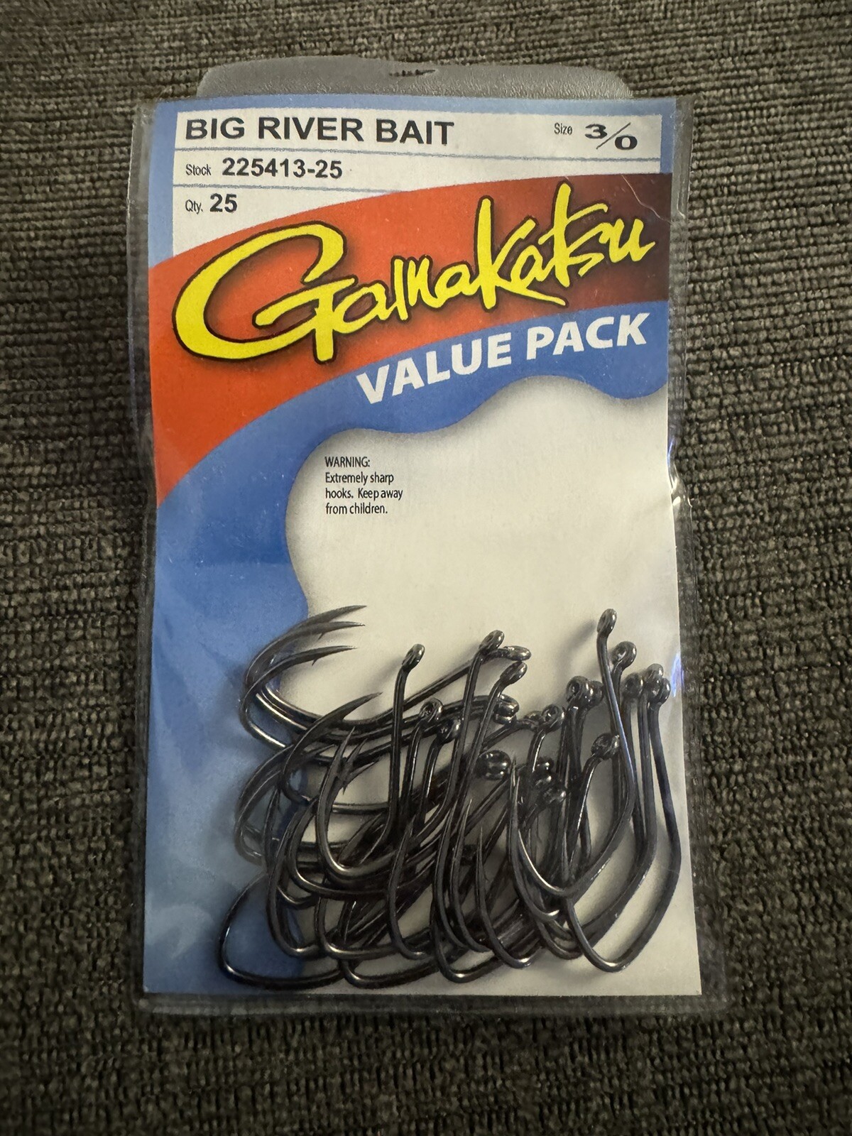Gamakatsu Big River Bait Fish Hooks Size 3/0 QTY 25 P/N 225413-25 Value ...