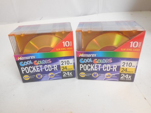 20 x Memorex Cool Colors Pocket CD-R Slim Jewel Cases 210 MB 24 Minute ...