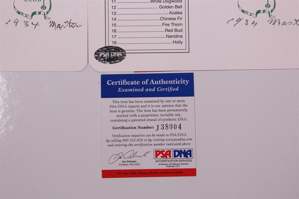 Augusta National Golf Club lot of 6 Signed Scorecards Errie Ball ...