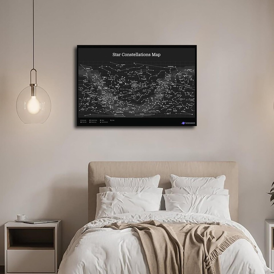 Higly Detailed Equatorial Star Map Poster - Constellations with Star ...