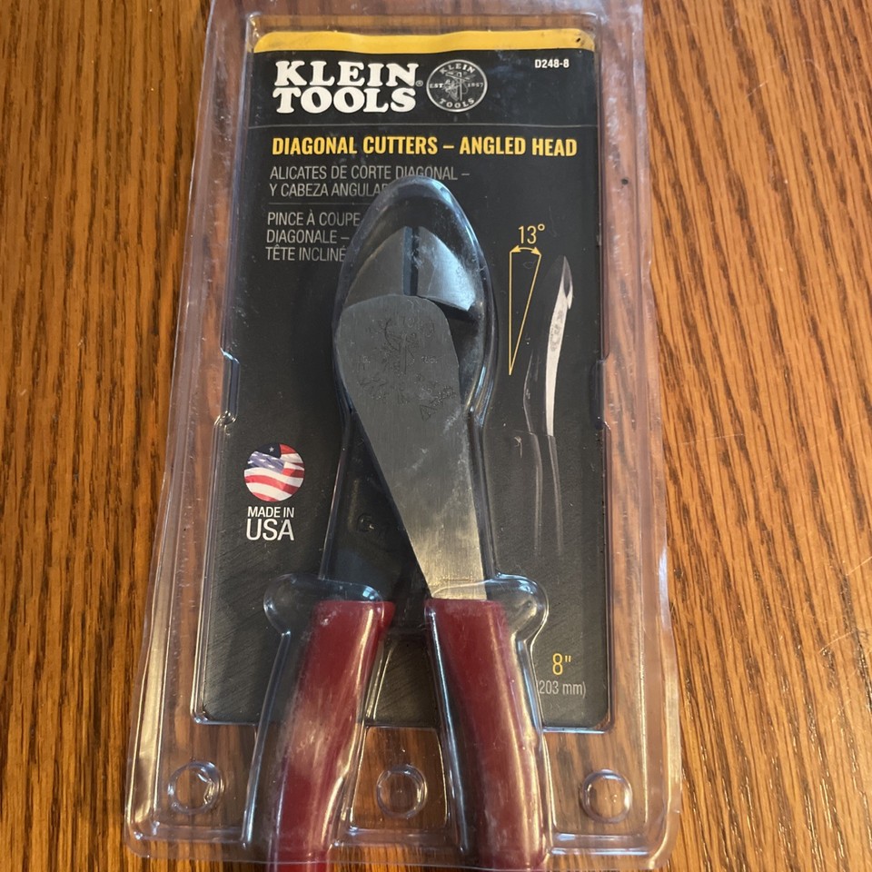 Klein Tools D248-8 Diagonal Wire Cutters Angled Head w/ American flag 8 ...