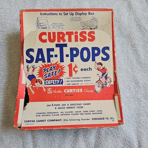 CURTISS SAF-T-POP Sucker 1950s Vtg Candy Box Store Display Safe ...