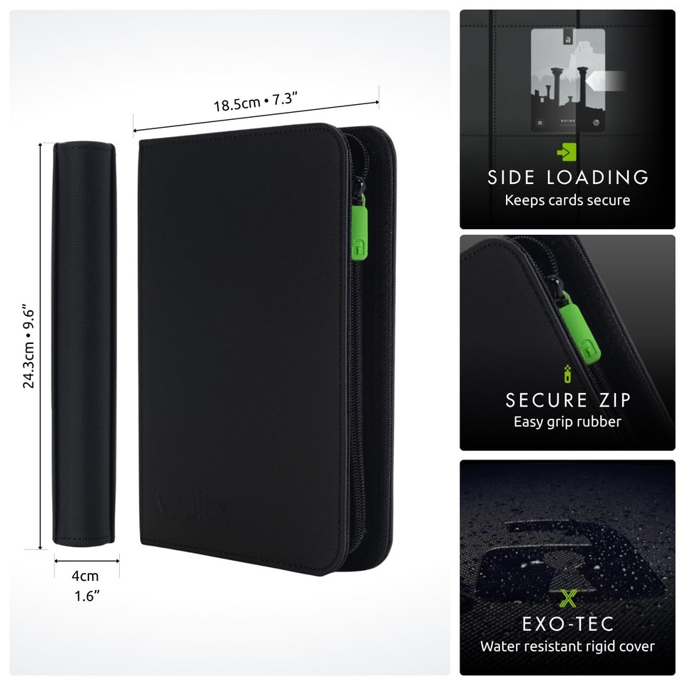 4 Pocket Trading Card Zip Binder, 160 Cards, Premium Exo-Tec Album ...