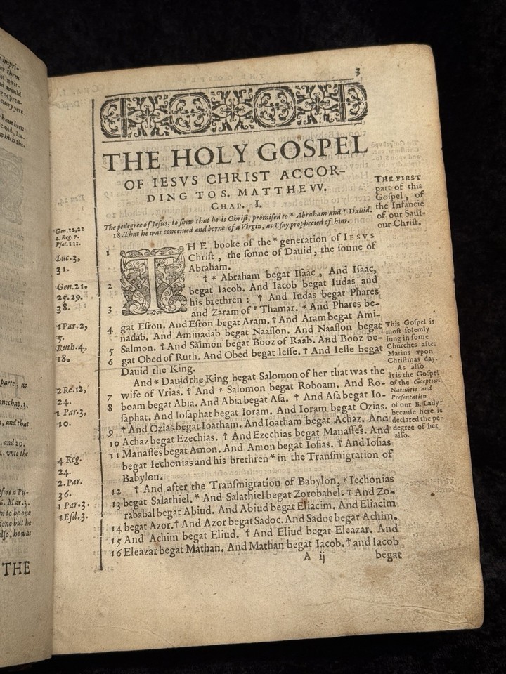 1600 Rheims FIRST ROMAN CATHOLIC New Testament ENGLISH Bible RARE 2nd ...