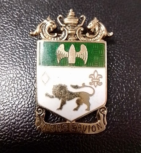 RARE A Bas L’Avion vintage brooch shield coat of arms pin green Abas ...