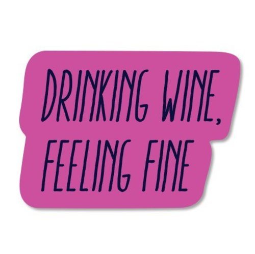 Drinking Wine Feeling Fine Funny Vinyl Sticker - SELECT SIZE | eBay