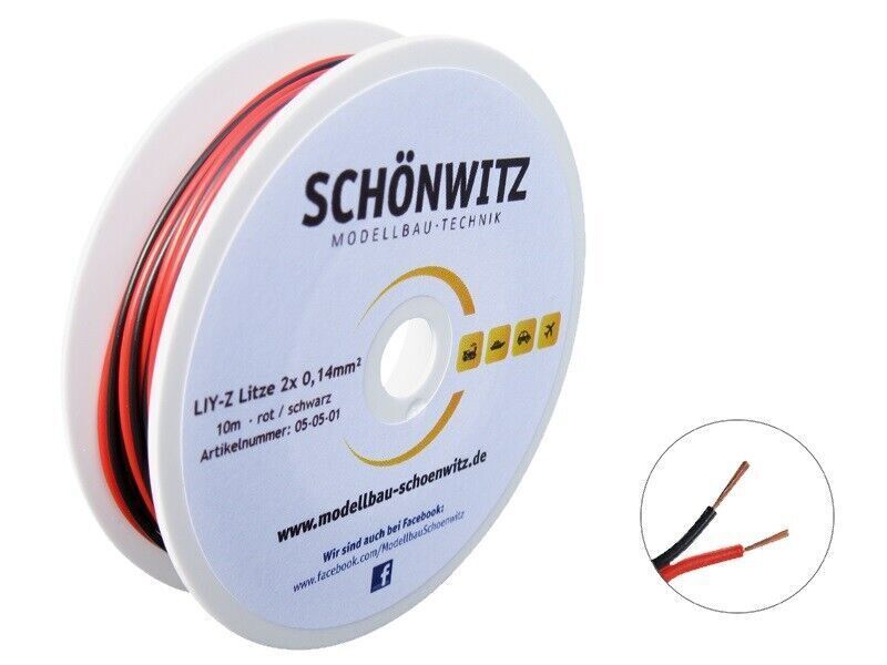 Zwillingslitze 2 adrig Litze 2x 0,14mm² Kabel Doppellitze zweiadrig 10 ...