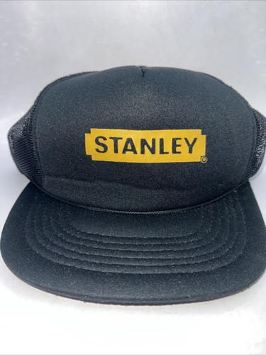 Vintage Stanley Tools Snapback Mesh Foam Trucker Black Yellow Hat | eBay