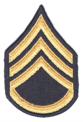 Army Chevron: Staff Sergeant (single) - black, cut edge all embroidered ...