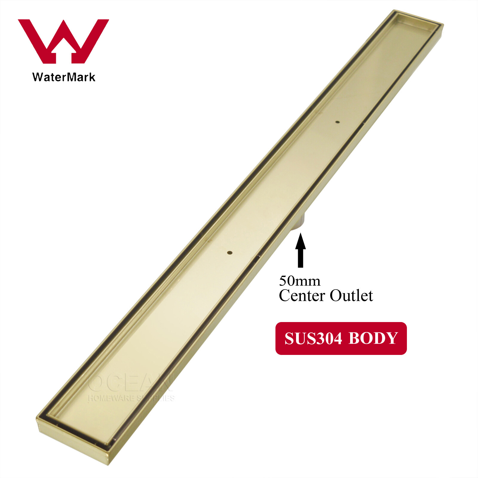 Brushed Gold 100mm-900mm Tile Insert Shower Grate Floor Drain 50mm ...