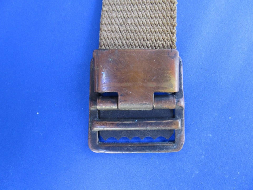 WWII WW2 Era US Army Light OD Web Trouser Belt & Combat Friction Buckle ...