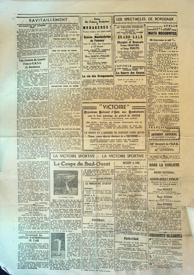 La Victoire Newspaper April 15 1945 FDR Franklin Delano Roosevelt Death ...