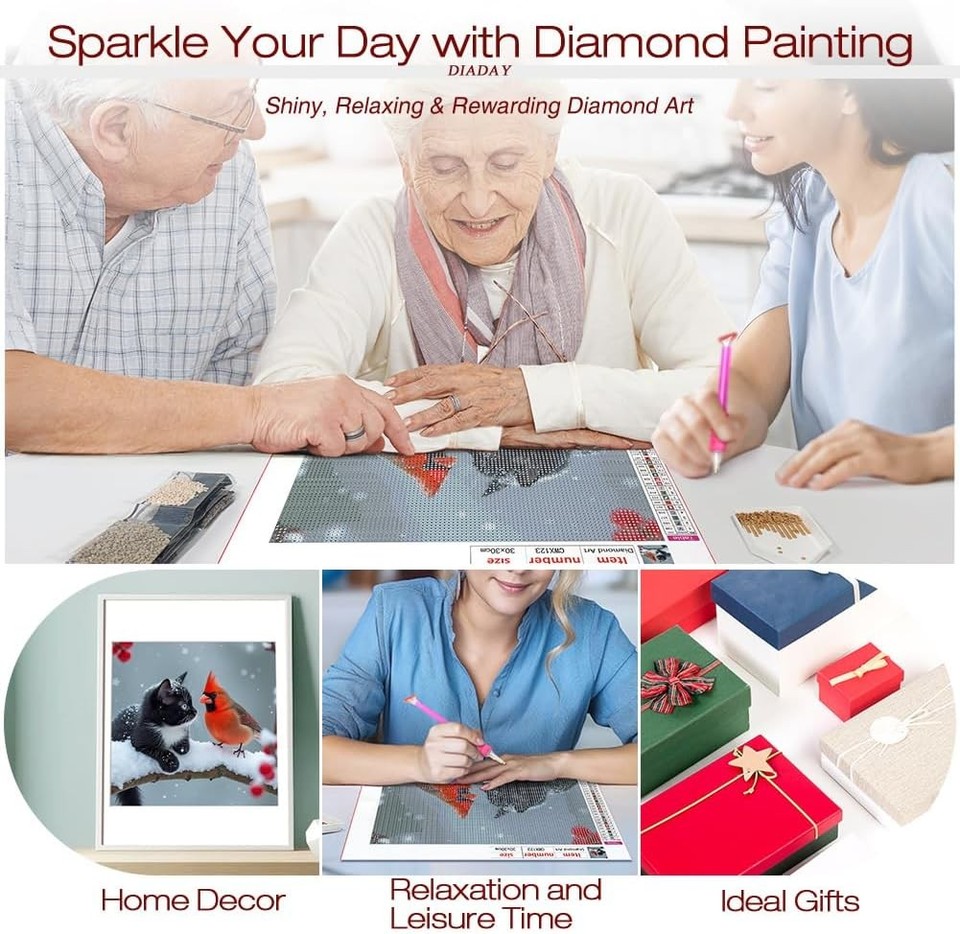 Cardinal and Cat Diamond Art Kits for Adults, 5D Diamond Painting Kits ...
