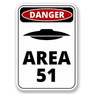 2 x 10cm Danger Sign Area 51 Vinyl Sticker Laptop Car UFO Nevada USA ...