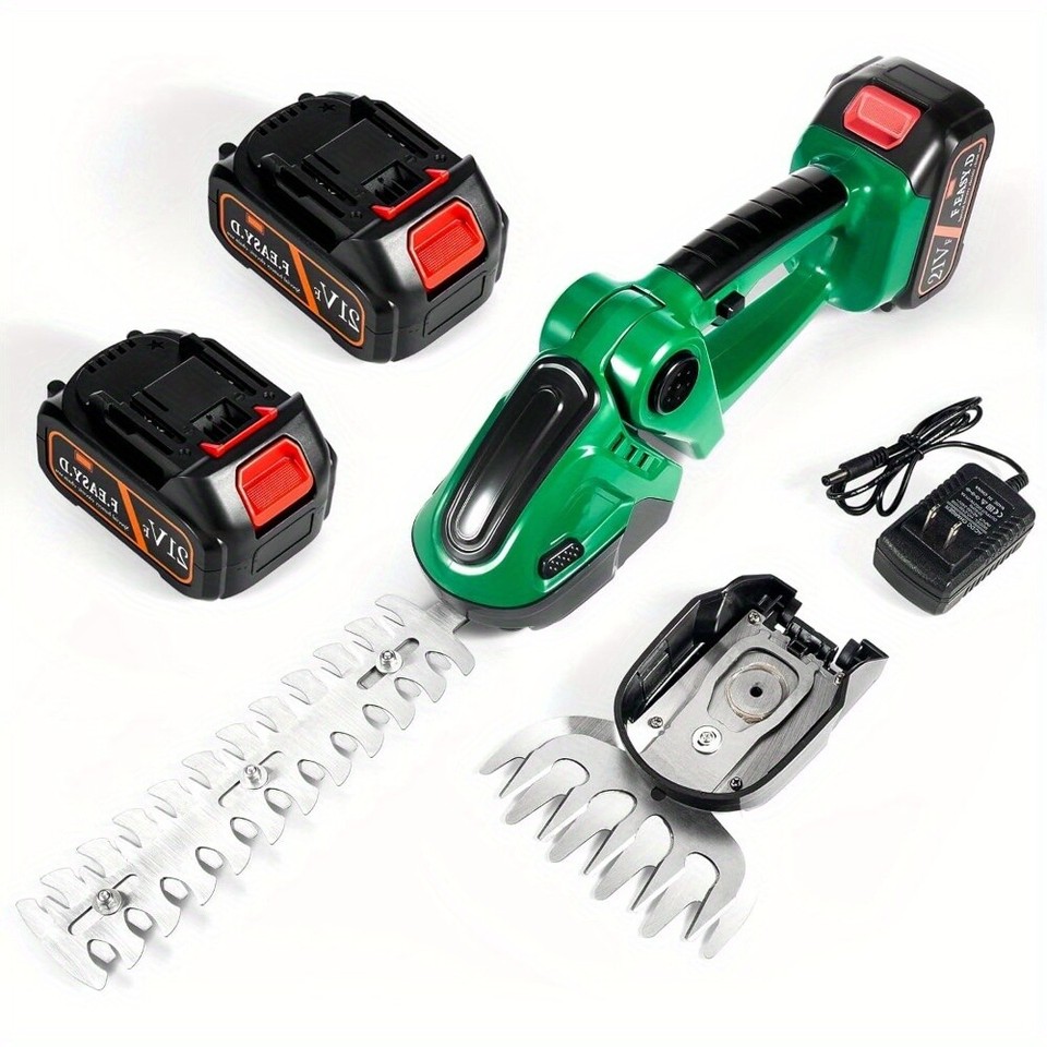 21V Trimmer Hedge Trimmer-Electric Grass Shears Handheld Grass Clippers ...