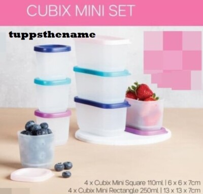 Tupperware Mini Cubix set 4 x 110ml + 4 x 250ml Great for lunchboxes ...