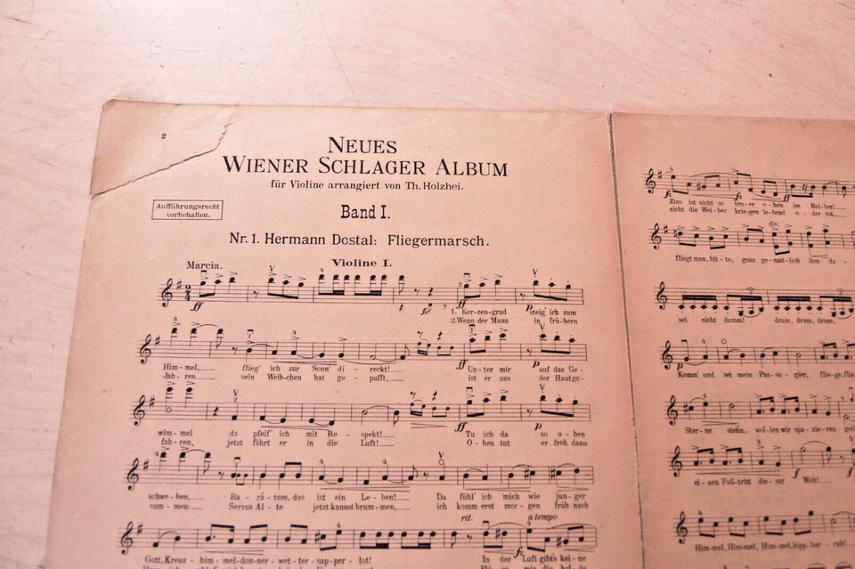 Rare Old Sheet Music New Viennese Hit Album for Violin Thomas Holzhei ...