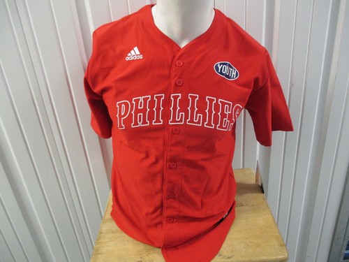 VINTAGE ADIDAS PHILADELPHIA PHILLIES YOUTH LARGE RED JERSEY NEW W/ TAGS ...
