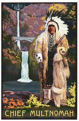 Chief Multnomah Multnomah Falls Oregon Waterfall Native American Modern ...