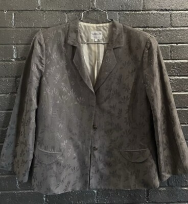 ARMANI Gray Silk Jacket Silver Floral Pants Suit | eBay