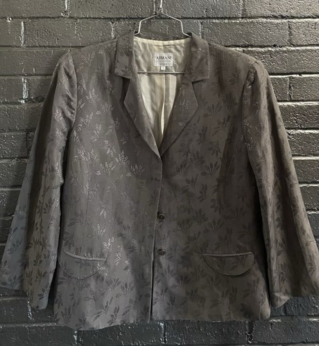ARMANI Gray Silk Jacket Silver Floral Pants Suit | eBay