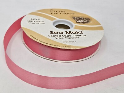 Lion Offray Sea Maid Mauve Pink Satin Acetate Craft Ribbon 7/8" x ...