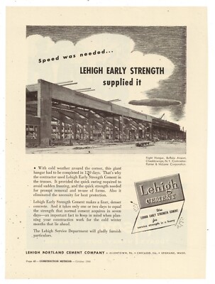 1944 Lehigh Cement Ad: Buffalo Airport Flight Hanger, Cheektowaga, New ...