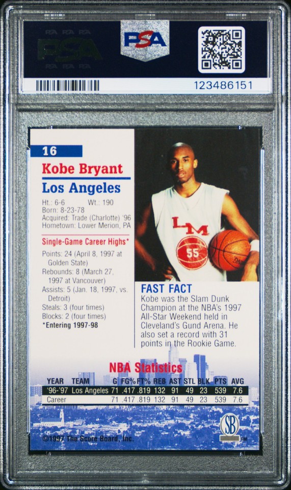 1997 Score Board Autographed Coll 16 Kobe Bryant Psa 9 Auto Ebay