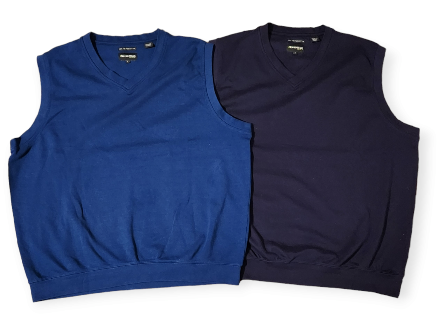 Lot of 2 Bolle Golf Sleeveless Vests Pullover V-Neck Pima Cotton Blue ...