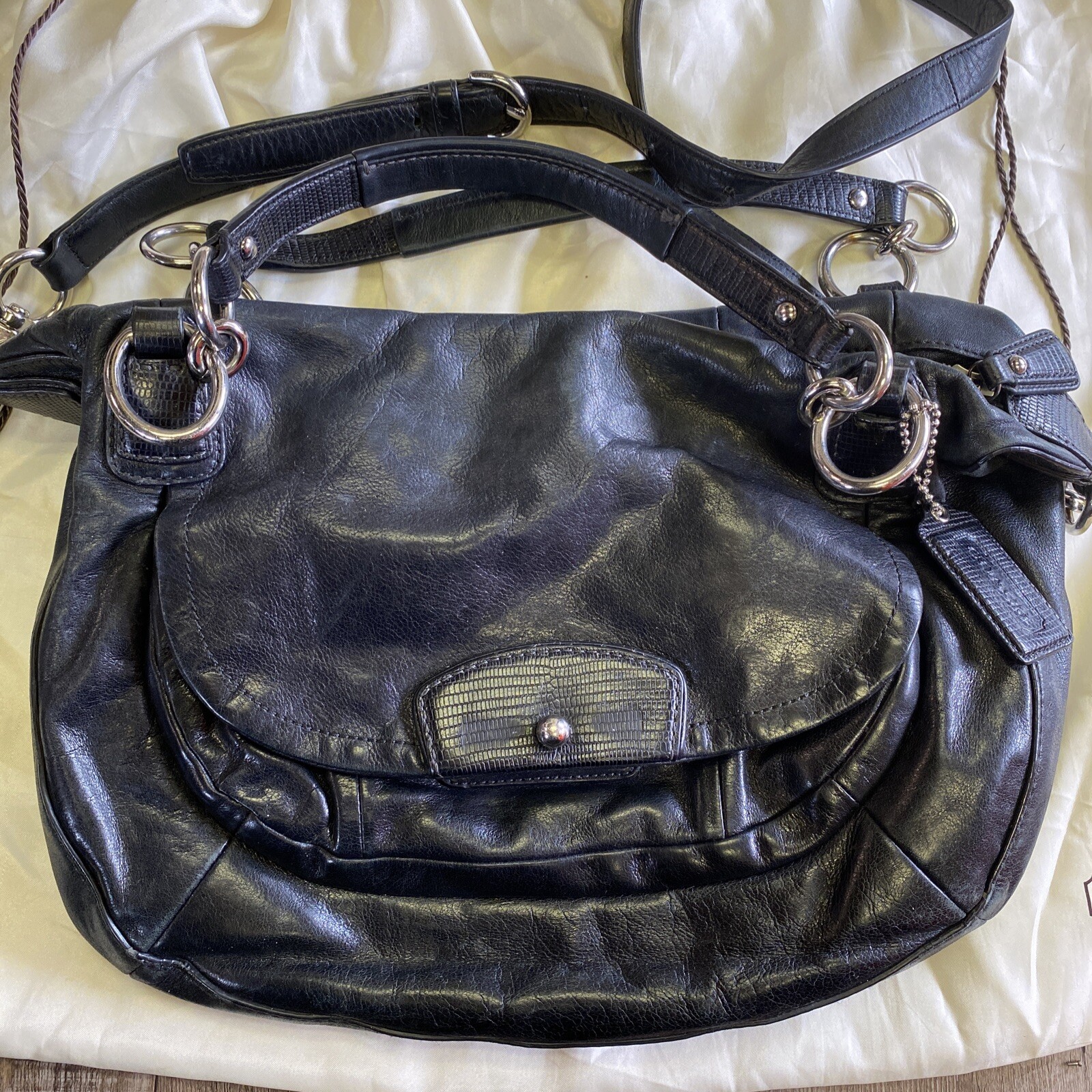 Coach Kristin vintage Black Leather Satchel Handbag purse L1182-19295 ...