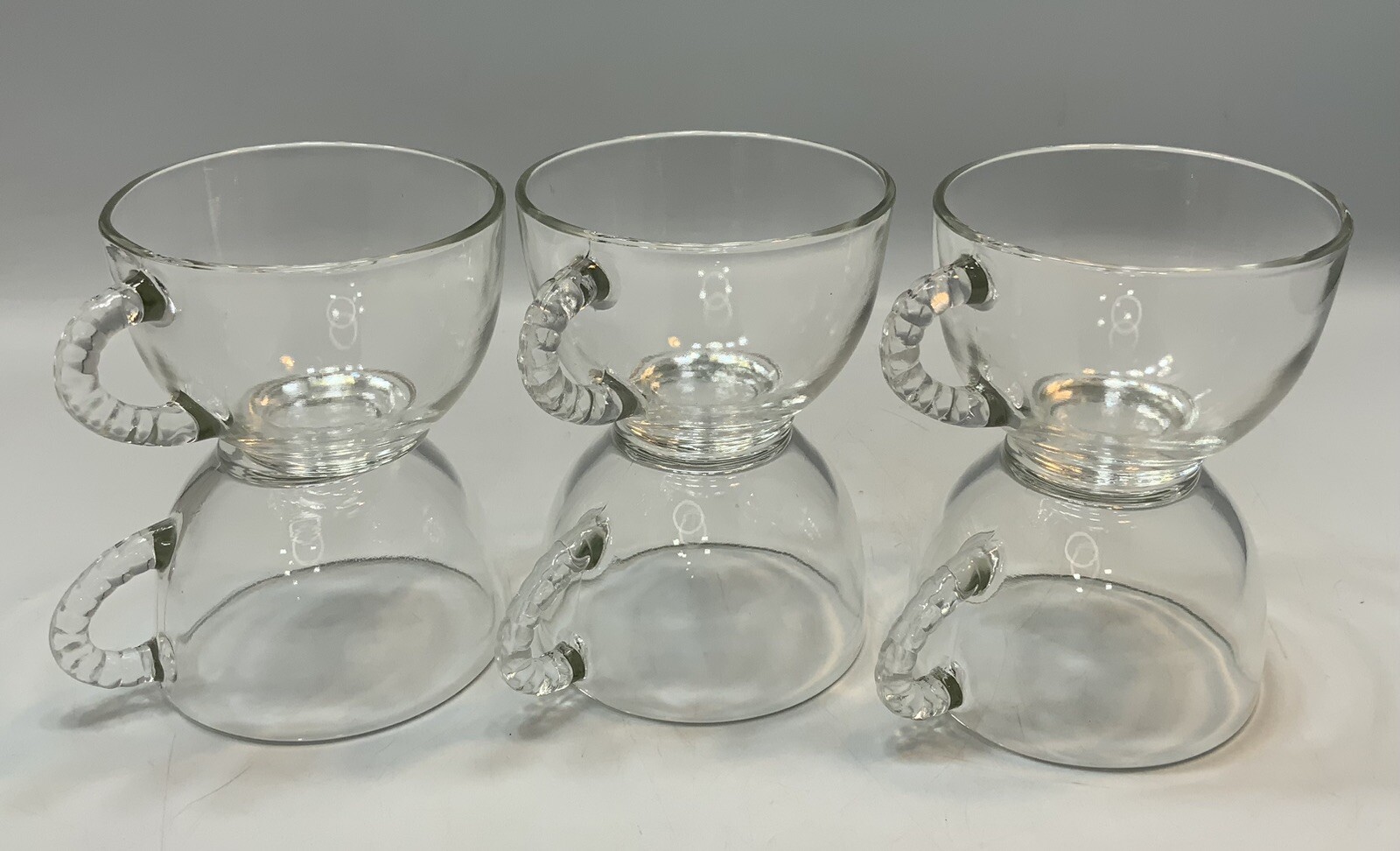 Vintage Clear Glass Punch Cups Set of 6 Bubble Handle | eBay