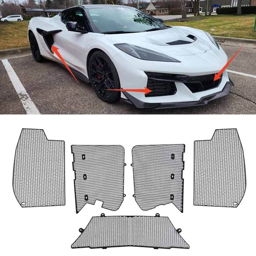 For Corvette C8 Z06 E-Ray Front Grill Radiator Guards+Side Intake Mesh ...