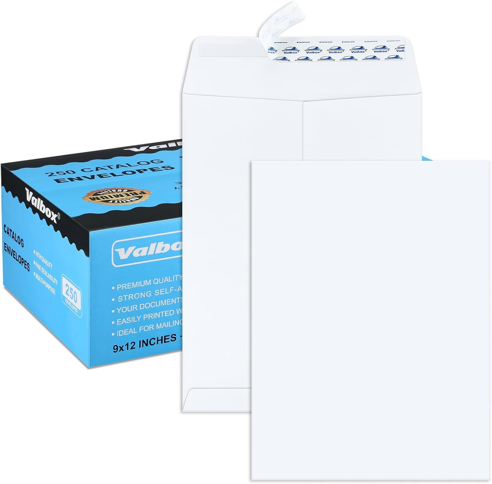 9X12 Self Seal Catalog Envelopes 250 Packs White Envelopes with Peel ...