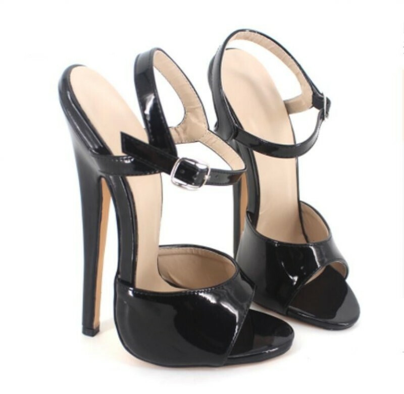 Women 18cm High Stiletto Heel Pump Shoes Buckle Strap Slingbacks ...
