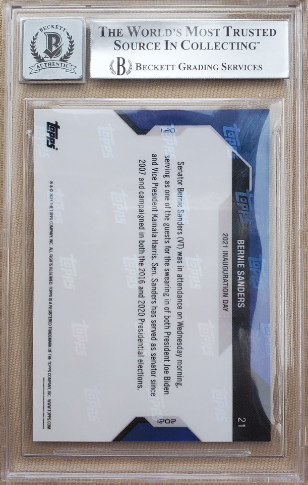 Bernie Sanders Signed Topps Now Card w BAS COA GRADED 10!! Beckett ...
