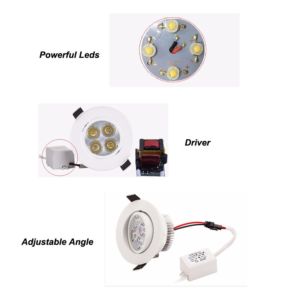 Dimmable Led Recessed Ceiling Down Light Fixture Spot Lamp & Driver 9W ...