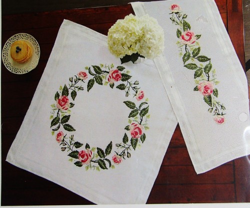 NEW Duftin of Hungary "ROSES BORDER" Table Topper Embroidery Kit w ...