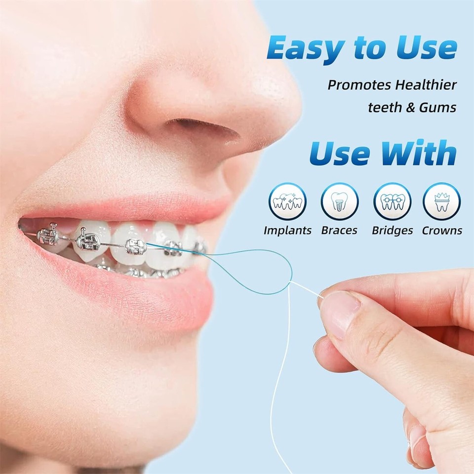 200 Count Simple Dental Floss Threaders for Braces Bridges Implants ...