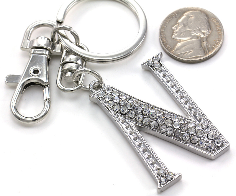 Clear Name Alphabet Initial Letter A-Z Car Keychain Key Ring Wedding ...