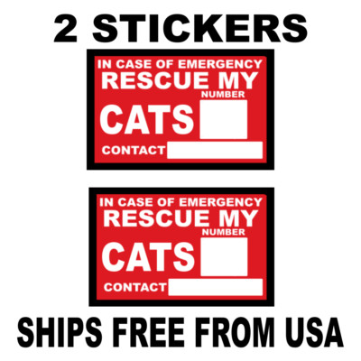 Two Cat Pet Emergency Rescue Sticker First Responder Fire Safety ...