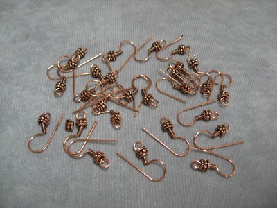 Copper Ear Wire Hooks with Coil and 4mm Decorative Design 9 x 20mm Hook ...