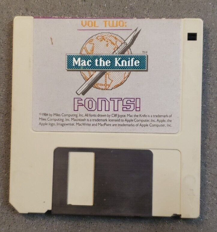 Vintage Apple Macintosh Fonts 3.5" Floppy Disk 1984 (DS3D3 ...