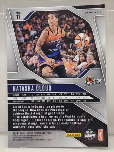 2024 Panini Prizm WNBA #11 NATASHA CLOUD Phoenix Mercury BLUE VELOCITY ...