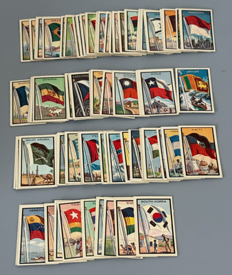 Partial set of 1963 Topps Midgee Flags of the World cards. 81 of 99 ...